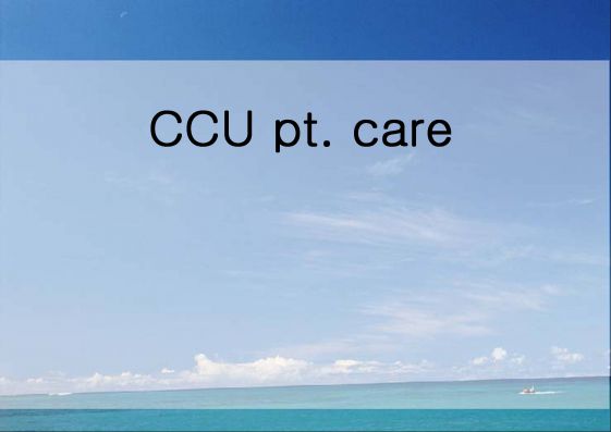 CCU 환자 Care 레포트 자료