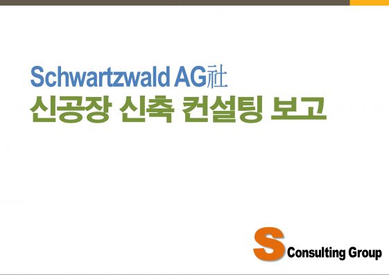 [국제경영론] 경영사례연구 독일 슈바르츠발트 전자회사 (Schwartzwald AG社) 신공장 신축 컨설팅 보고.ppt