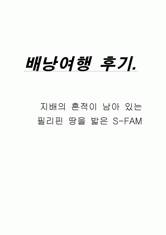 필리핀 배낭여행 보고서