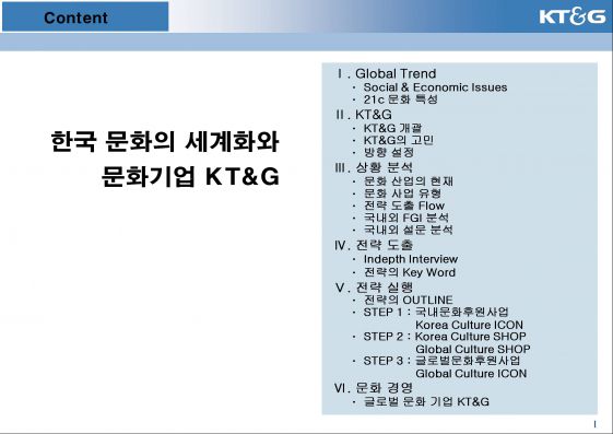 KT&G기업분석 및 문화기업구축을 위한 전략방안