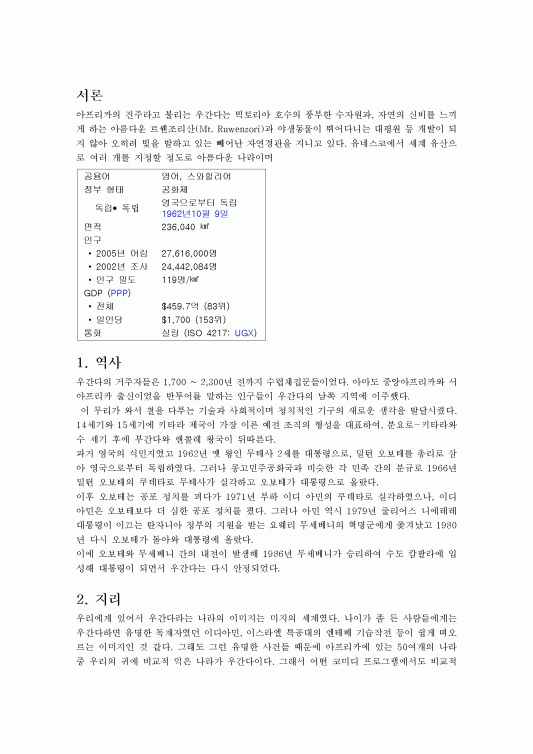 우간다 레포트 자료