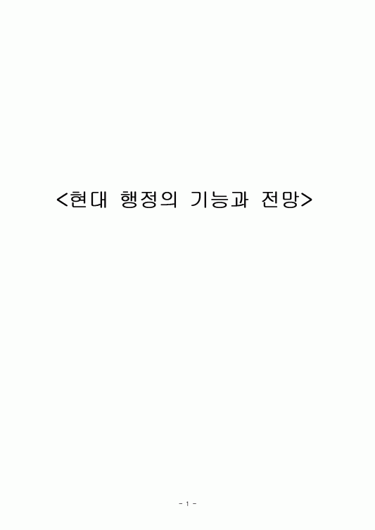 현대 행정의 기능과 전망