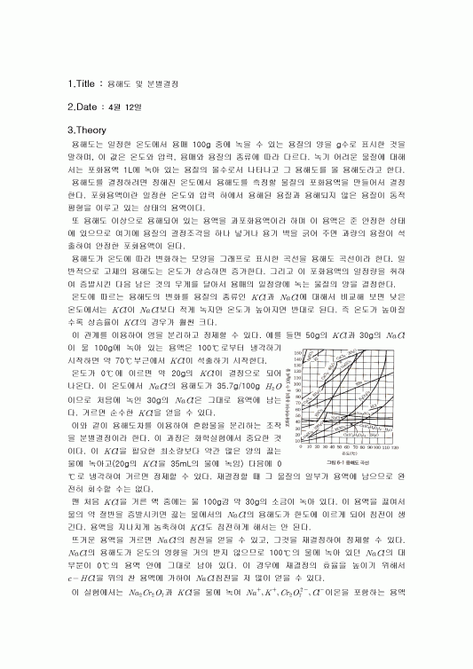 용해도 및 분별결정