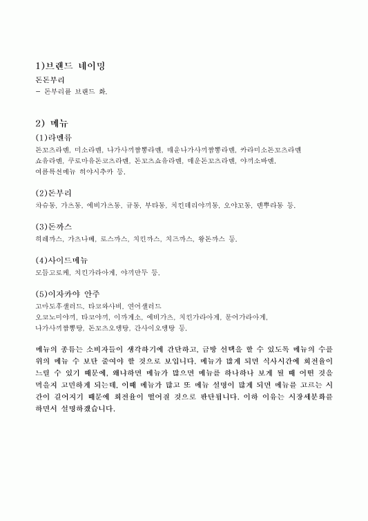 유통 외식업 브랜드네이밍 및 상권분석