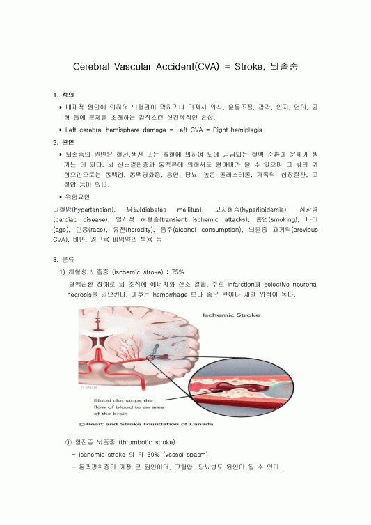 [뇌손상] Cerebral Vascular Accident[CVA] - Stroke, 뇌졸중