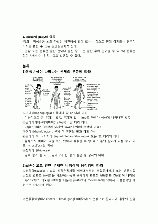 [소아물리치료] cp종류와 치료방법