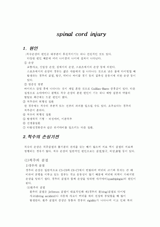 의학 - [sci]척수손상 임상보고서