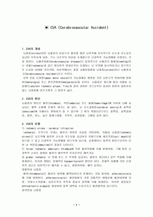 [작업치료] CVA [Cerebrovascular Accident]에 대해