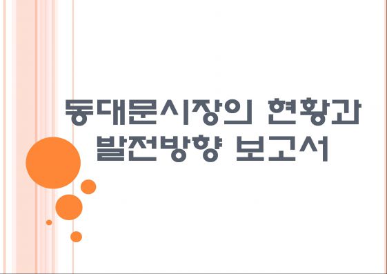 [동대문상권] 동대문시장의 현황과 발전방향.PPT자료