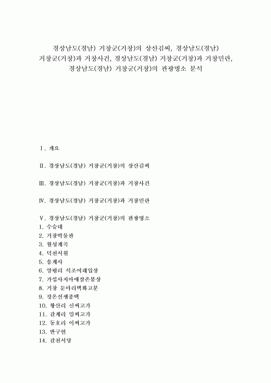 [경상남도 거창군][상산김씨][거창사건]경상남도(경남) 거창군(거창)의 상산김씨, 경상남도(경남) 거창군(거창)과 거창사건, 경상남도(경남) 거창군(거창)과 거창민란, 경상남도(경남) 거창군(거창) 관광명소 분석