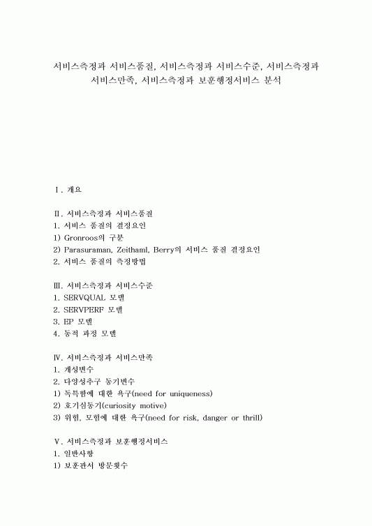 [서비스측정, 서비스측정과 서비스품질, 서비스측정과 서비스수준, 서비스만족, 보훈행정서비스]서비스측정과 서비스품질, 서비스측정과 서비스수준, 서비스측정과 서비스만족, 서비스측정과 보훈행정서비스 분석
