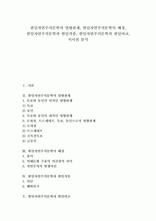 [한일자연주의문학, 한일자연주의문학 영향관계, 한일작품, 한일비교]한일자연주의문학의 영향관계, 한일자연주의문학의 배경, 한일자연주의문학과 한일작품, 한일자연주의문학과 한일비교, 시사점 분석