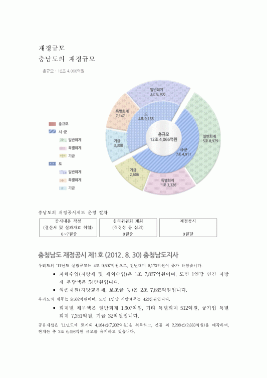 충청남도의 지방재정현황(최신)