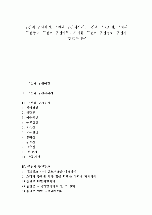 [구전, 구전예언, 구전서사시, 구전소설, 구전광고, 구전커뮤니케이션]구전과 구전예언, 구전과 구전서사시, 구전과 구전소설, 구전과 구전광고, 구전과 구전커뮤니케이션, 구전과 구전정보, 구전과 구전효과 분석