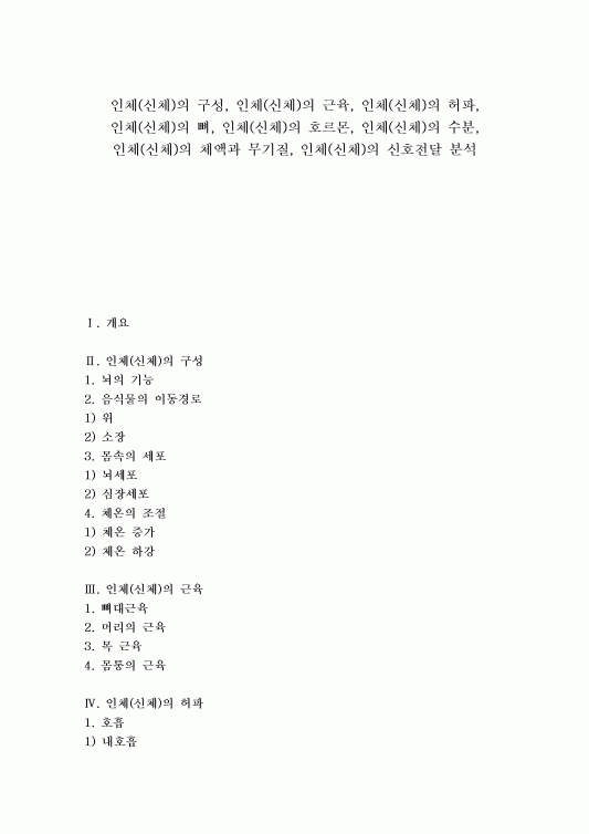 [인체(신체), 근육, 허파, 뼈, 호르몬]인체(신체)의 구성, 인체(신체)의 근육, 인체(신체)의 허파, 인체(신체)의 뼈, 인체(신체)의 호르몬, 인체(신체)의 수분, 인체(신체)의 체액과 무기질, 인체(신체)의 신호전달