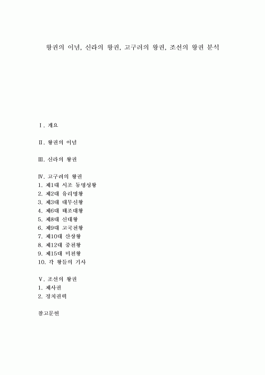 [왕권, 왕권 이념, 신라 왕권, 고구려 왕권, 조선 왕권, 신라, 고구려, 조선]왕권의 이념, 신라의 왕권, 고구려의 왕권, 조선의 왕권 분석(왕권, 왕권 이념, 신라 왕권, 고구려 왕권, 조선 왕권, 신라, 고구려,조선)