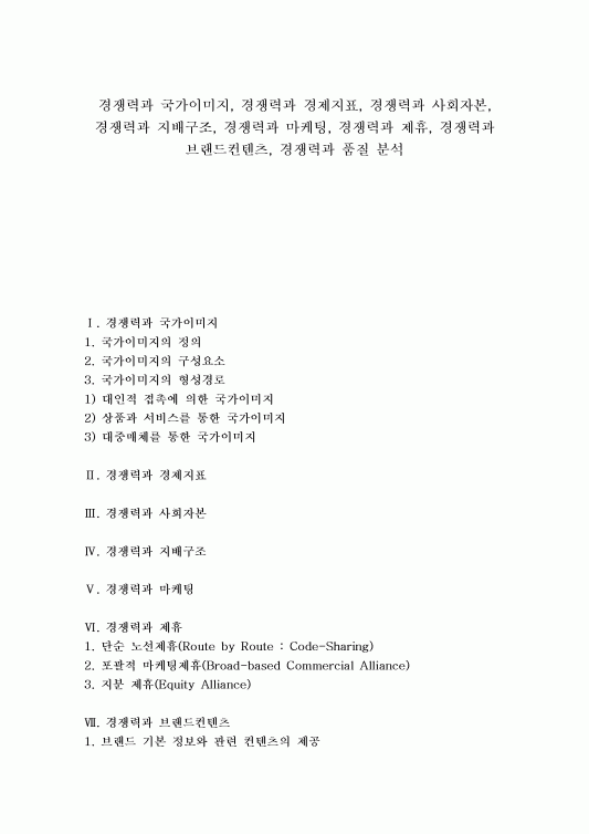 [경쟁력][국가이미지][경제지표][사회자본][지배구조]경쟁력과 국가이미지, 경쟁력과 경제지표, 경쟁력과 사회자본, 경쟁력과 지배구조, 경쟁력과 마케팅, 경쟁력과 제휴, 경쟁력과 브랜드컨텐츠, 경쟁력과 품질