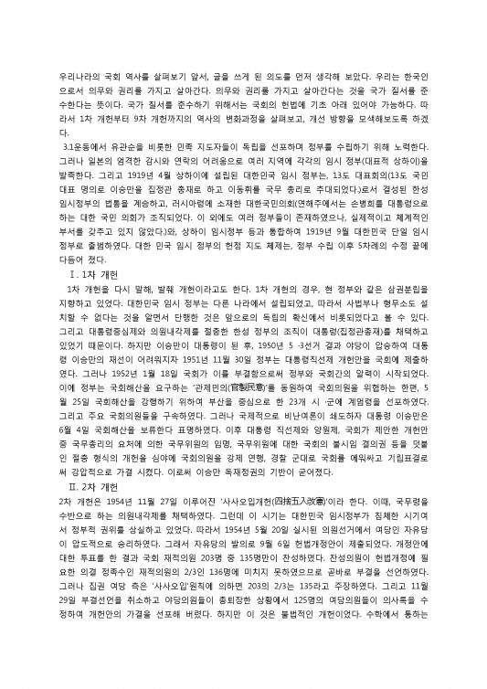 한국 헌정제도의 변화