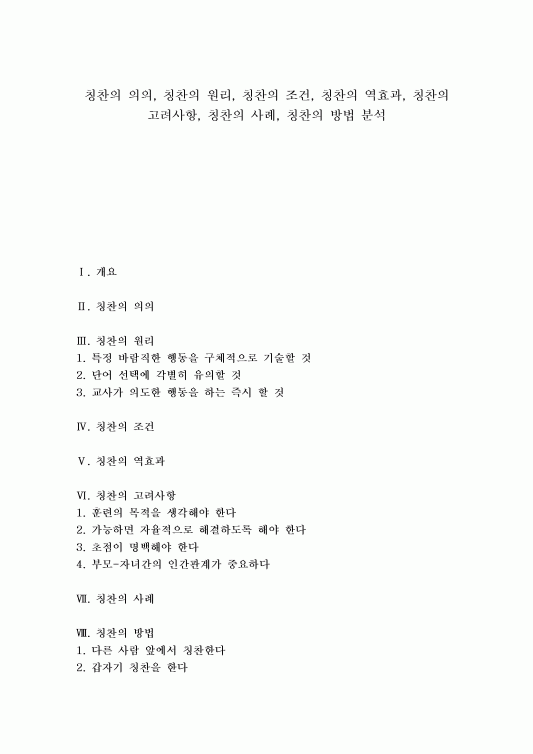 [칭찬][칭찬 의의][칭찬 원리][칭찬 조건][칭찬 역효과][칭찬 고려사항][칭찬 사례][칭찬 방법]칭찬의 의의, 칭찬의 원리, 칭찬의 조건, 칭찬의 역효과, 칭찬의 고려사항, 칭찬의 사례, 칭찬의 방법(칭찬, 칭찬의의)