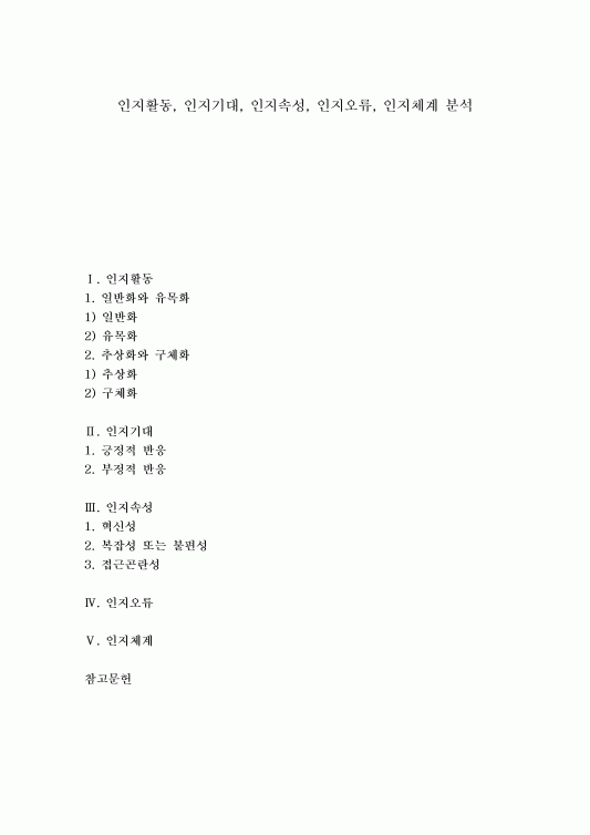 [인지][인지활동][인지기대][인지속성][인지오류][인지체계][활동][기대][속성][오류][체계]인지활동, 인지기대, 인지속성, 인지오류, 인지체계 분석(인지, 인지활동, 인지기대, 인지속성, 인지오류, 인지체계)