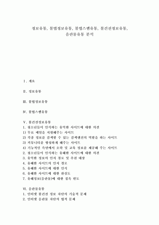 [유통][정보유통][불법정보유통][불법스팸유통][불건전정보유통][음란물유통][정보][불법정보][불법스팸][불건전정보][음란물]정보유통, 불법정보유통, 불법스팸유통, 불건전정보유통, 음란물유통 분석(유통)