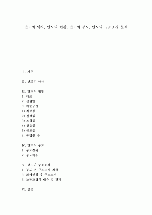 [만도][만도 약사][만도 현황][만도 부도][만도 구조조정][부도, 구조조정]만도의 약사, 만도의 현황, 만도의 부도, 만도의 구조조정 분석(만도, 만도 약사, 만도 현황, 만도 부도, 만도 구조조정, 부도, 구조조정)