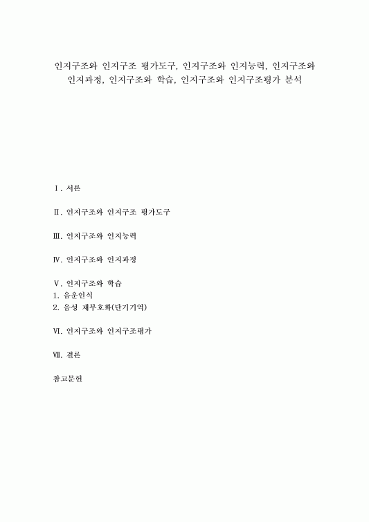 [인지구조][인지구조와 평가도구][인지구조와 학습][인지구조와 인지구조평가]인지구조와 인지구조 평가도구, 인지구조와 인지능력, 인지구조와 인지과정, 인지구조와 학습, 인지구조와 인지구조평가 분석