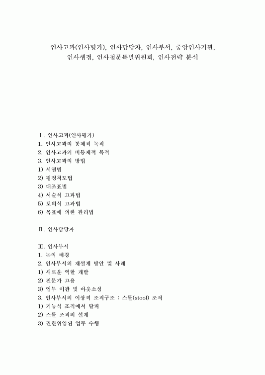 [인사][인사고과][인사평가][인사담당자][인사부서][중앙인사기관][인사행정][인사청문특별위원회][인사전략]인사고과(인사평가), 인사담당자, 인사부서, 중앙인사기관, 인사행정, 인사청문특별위원회, 인사전략