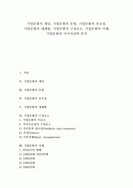 [기업문화][기업문화 구성요소][기업문화 사례][기업문화 이미지전략]기업문화의 개념, 기업문화의 유형, 기업문화의 중요성, 기업문화의 세계화, 기업문화의 구성요소, 기업문화의 사례, 기업문화의 이미지전략