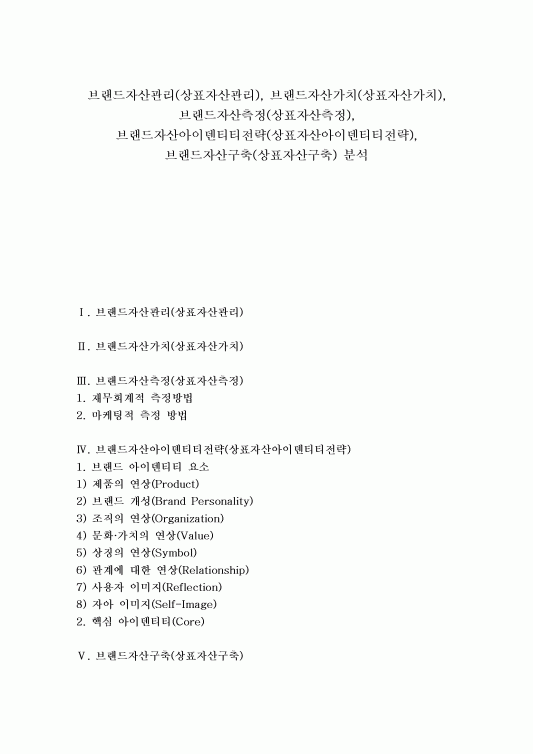 [상표자산관리][브랜드가치]브랜드자산관리(상표자산관리), 브랜드자산가치(상표자산가치), 브랜드자산측정(상표자산측정), 브랜드자산아이덴티티전략(상표자산아이덴티티전략), 브랜드자산구축(상표자산구축)