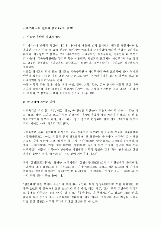 서울굿의 음악 전반의 검토