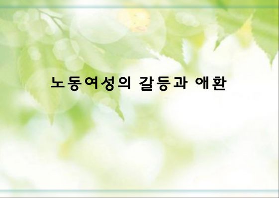 노동여성의 갈등과 애환.PPT자료