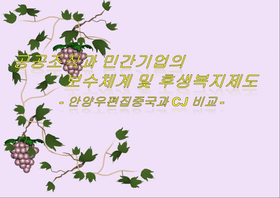 공공조직과 민간기업의 보수체계 및 후생복지제도 - 안양우편집중국과 CJ 비교 -