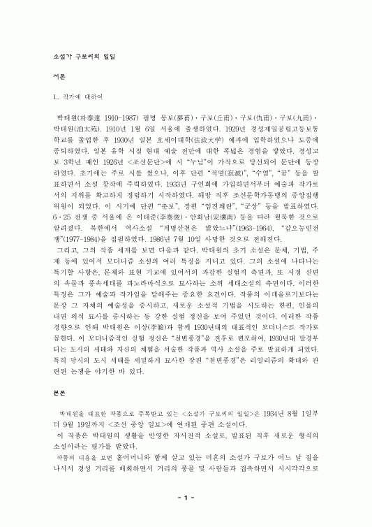 소설가 구보씨의 일일 서평