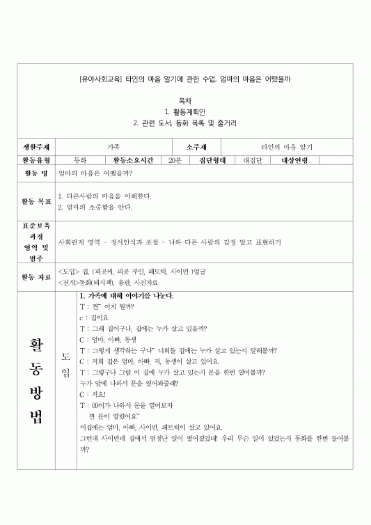 [유아사회교육] 타인 조망능력 수업, 엄마의 마음은 어땠을까