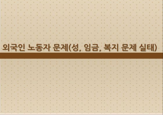 외국인 노동자 문제(성, 임금, 복지 문제 실태) 분석 발표