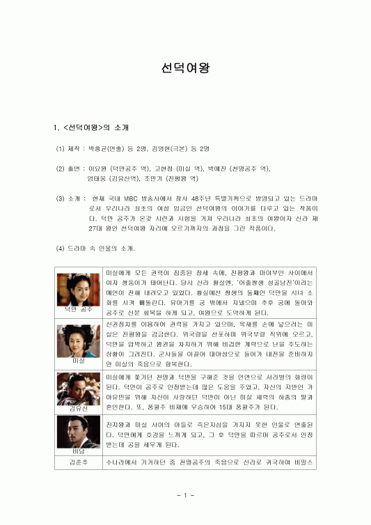 선덕여왕 레포트 자료