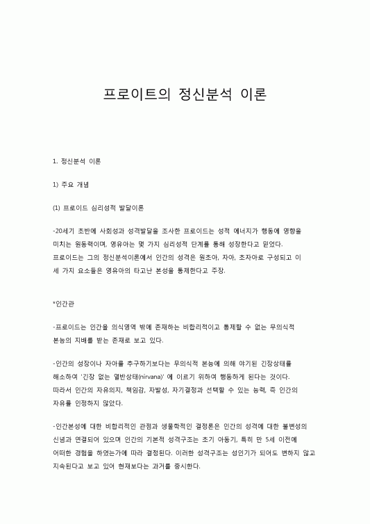 프로이트의 정신분석 이론