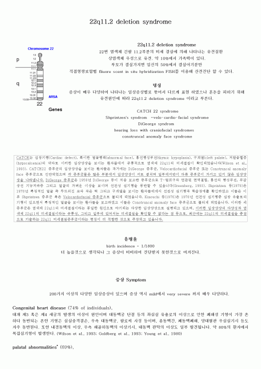 [의학] 22q11.2 deletion syndrome
