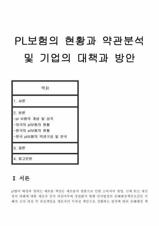 PL보험의 현황과 약관분석 및 기업의 대책과 방안