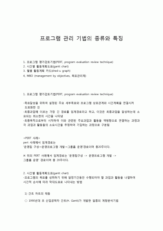 프로그램 관리 기법의 종류와 특징