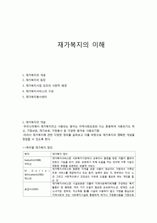 재가복지의 이해