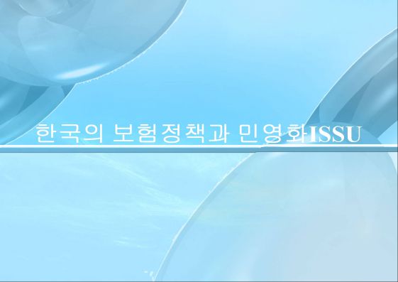 한국의 보험정책과 민영화ISSU