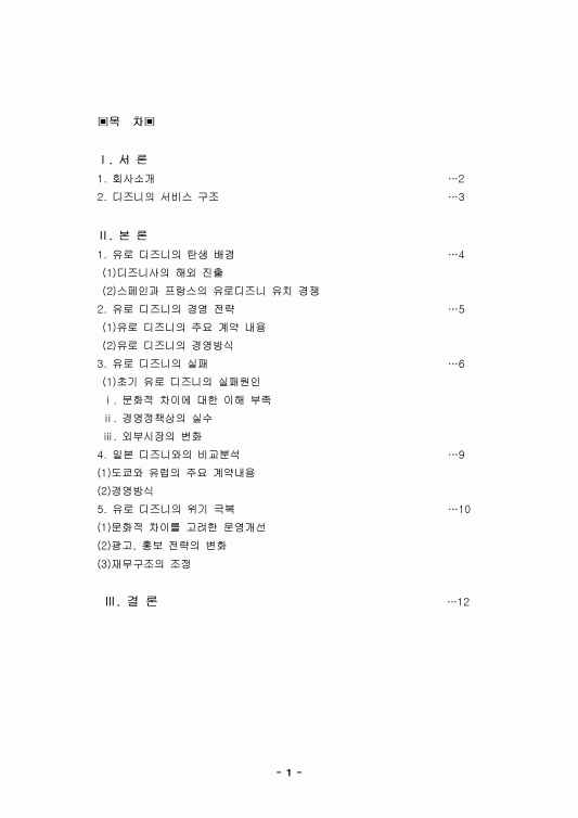 유로 디즈니의 실패와 그 발전 방향