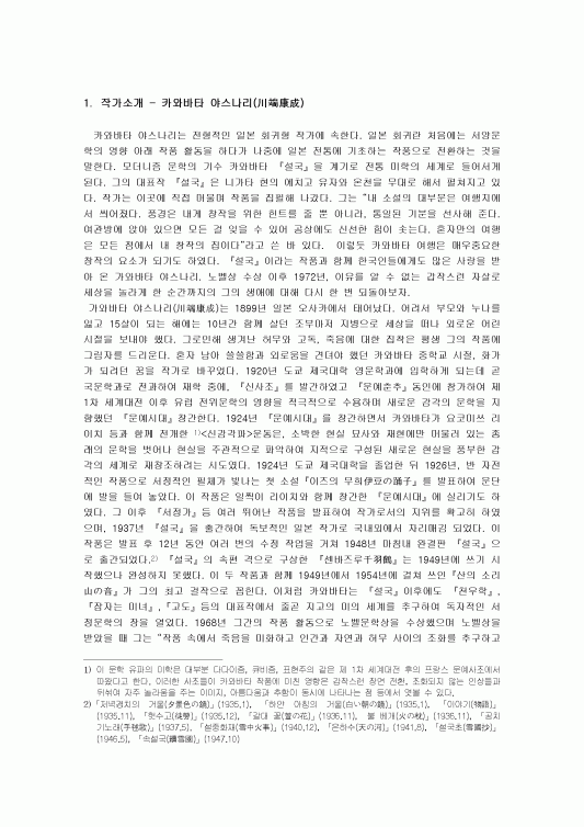 카와바타 야스나리(가와바타 야스나리/川端康成)의 『설국(雪國)』