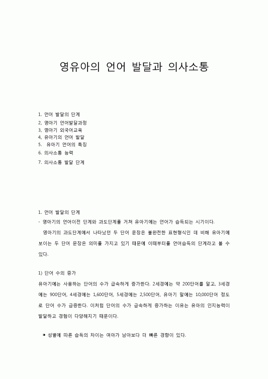 영유아의 언어 발달과 의사소통