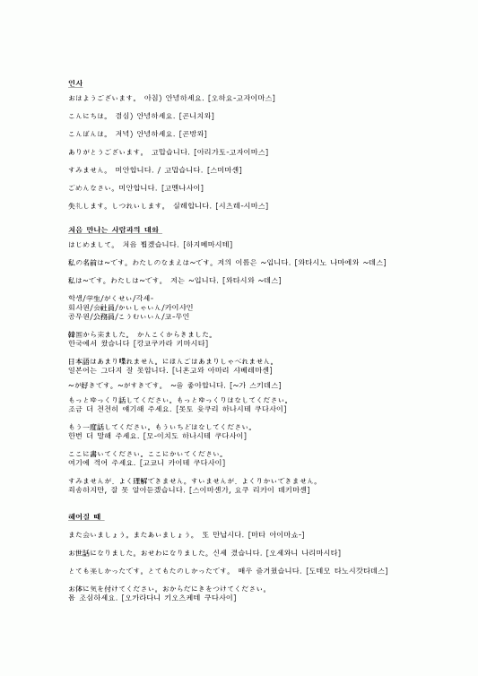 일본여행 필수회화 모음