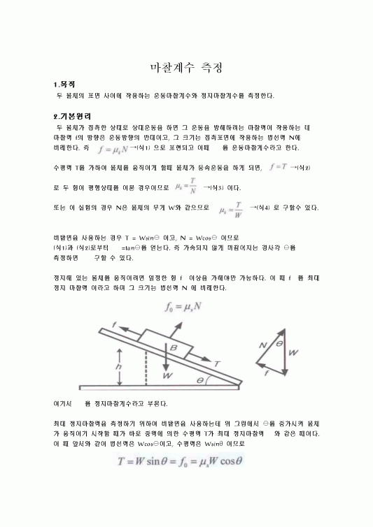 마찰 계수 측정