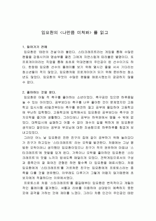 [독후감] 임요환의 <나만큼 미쳐봐>를 읽고