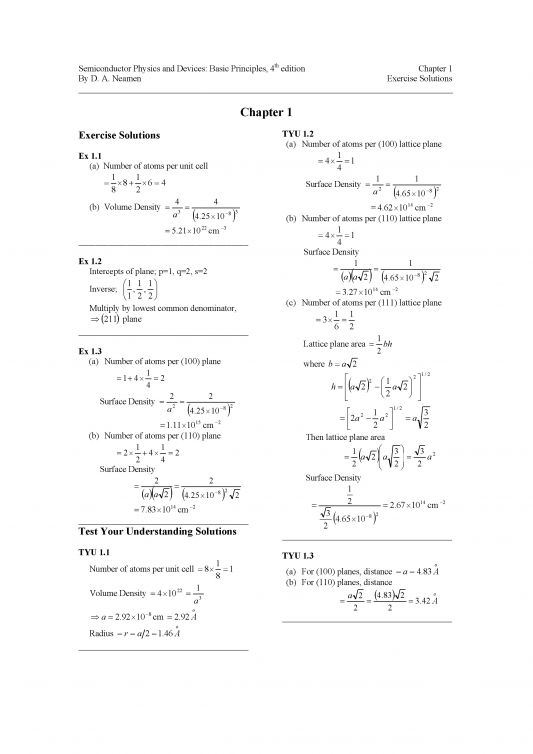 물성과소자 Ex문제까지 포함된 솔수션 (Semiconductor Physics and Devices: Basic Principles, 4th edition _ By D. A. Neamen) (Ch.01~Ch.09)